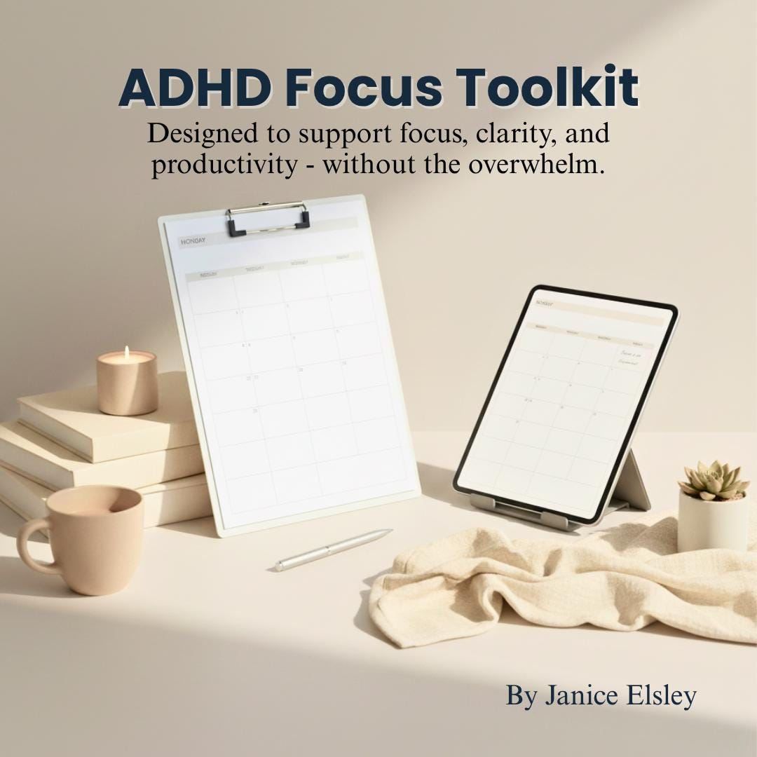 ADHD Focus Toolkit | Printable Planner + Brain Dump + Task Organizer ...