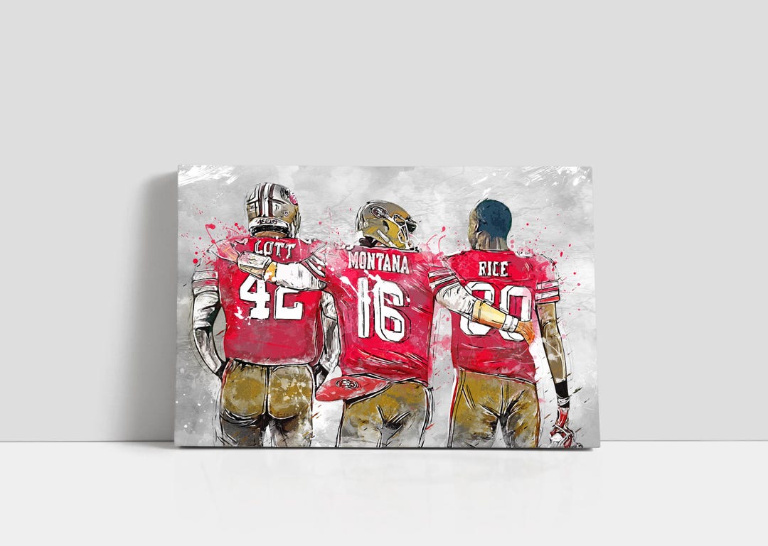 Jerry Rice, Montana, Lott Canvas San Francisco 49ers Poster Football ...