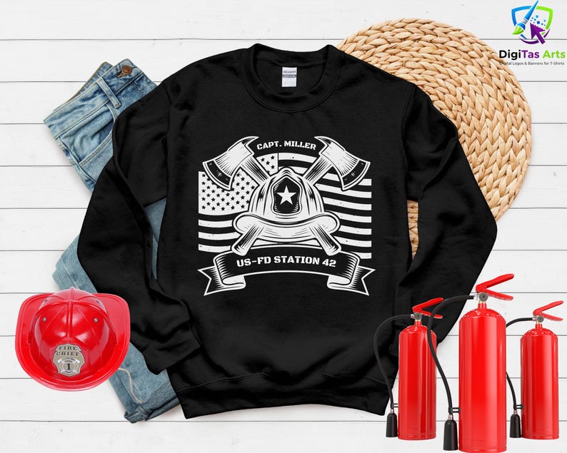 Custom Firefighter DTF Transfer: Personalized Fire Dept & Name Print - Etsy