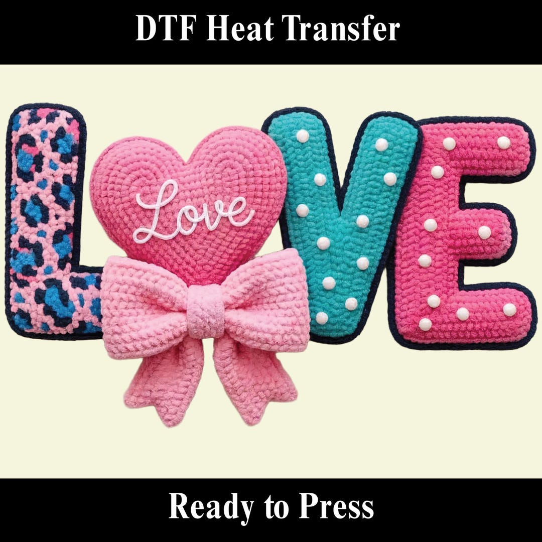 Love DTF Transfer – Faux Embroidery Valentine Plush Heart Design - Etsy