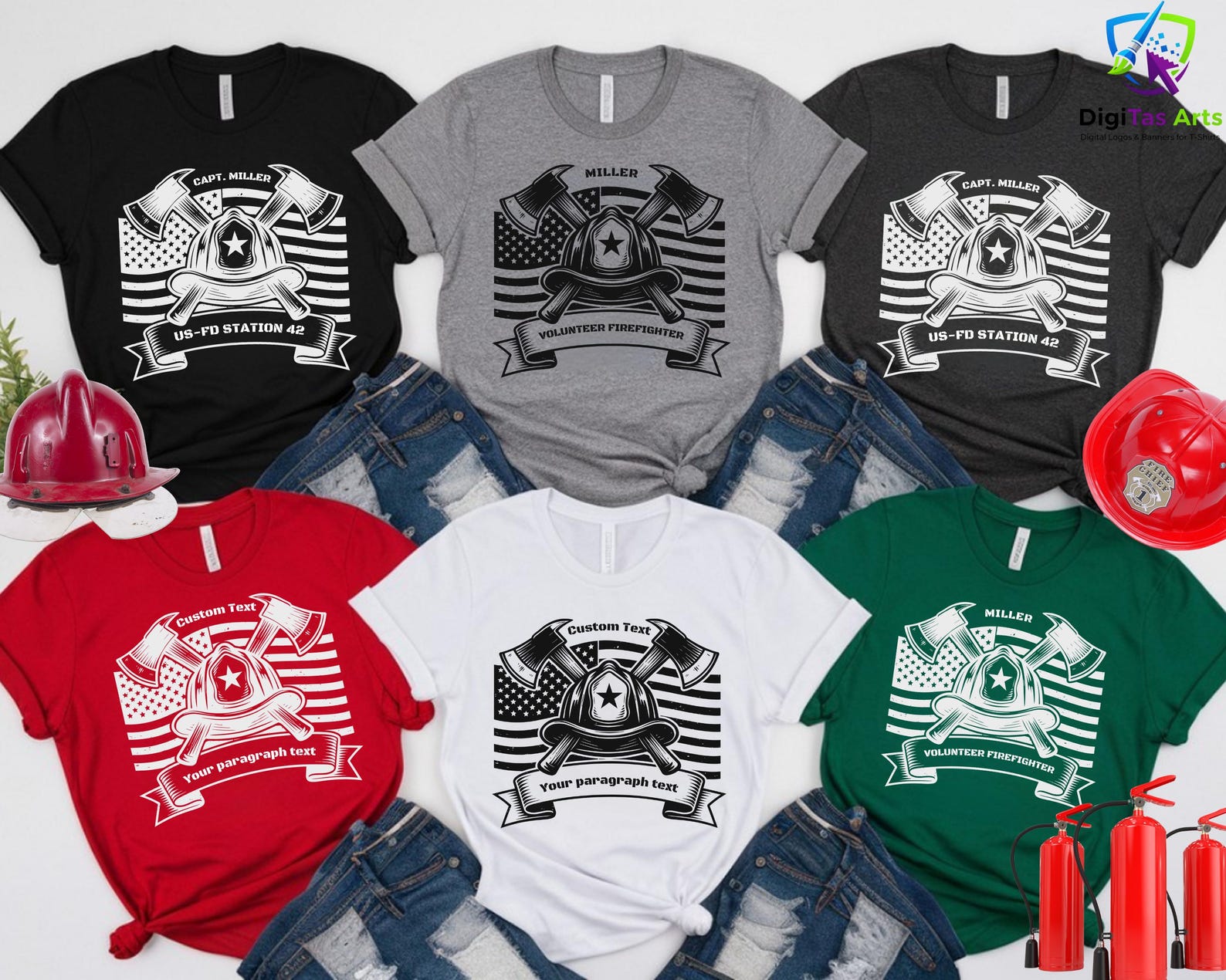 Custom Firefighter DTF Transfer: Personalized Fire Dept & Name Print - Etsy