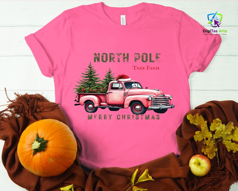 North Pole Christmas Tree Truck Dtf Transfer, Christmas Family Memories ...