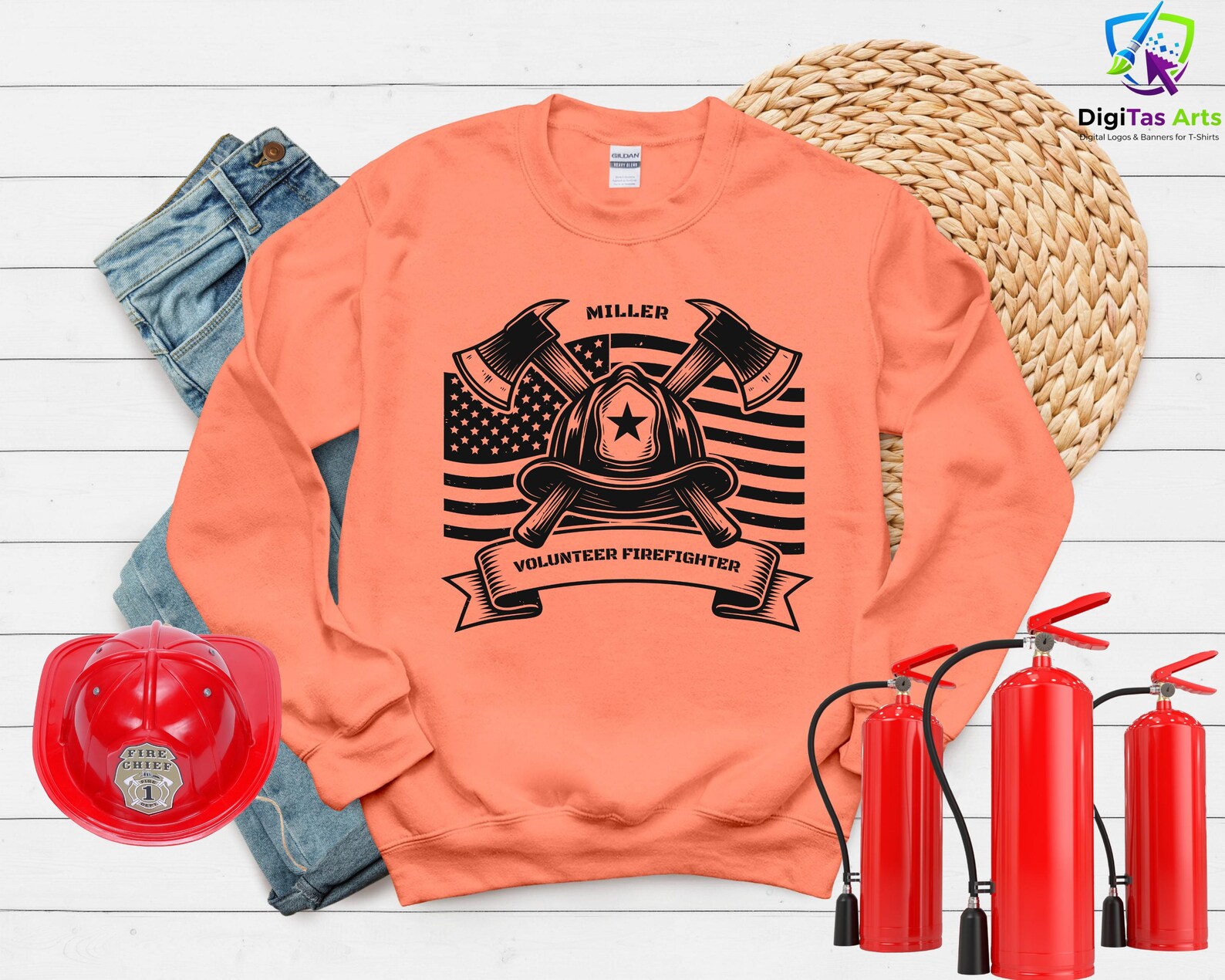Custom Firefighter DTF Transfer: Personalized Fire Dept & Name Print - Etsy