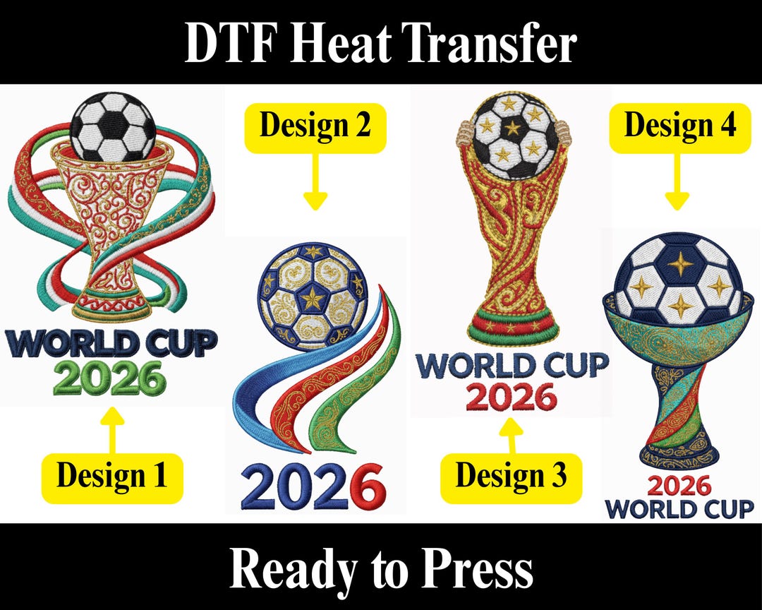 World Cup Style 2026 DTF Transfer | Faux Embroidery Soccer Trophy ...