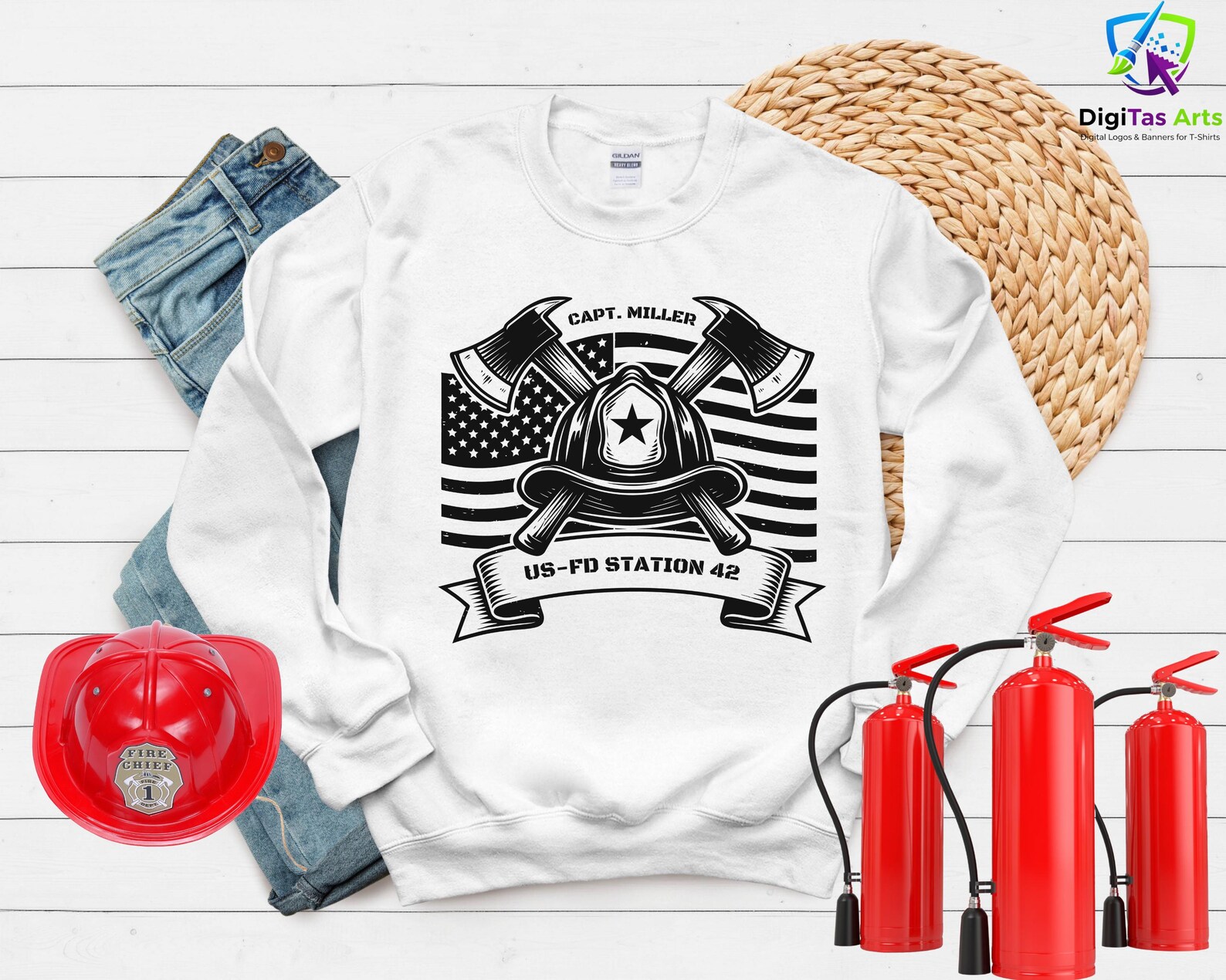 Custom Firefighter DTF Transfer: Personalized Fire Dept & Name Print - Etsy