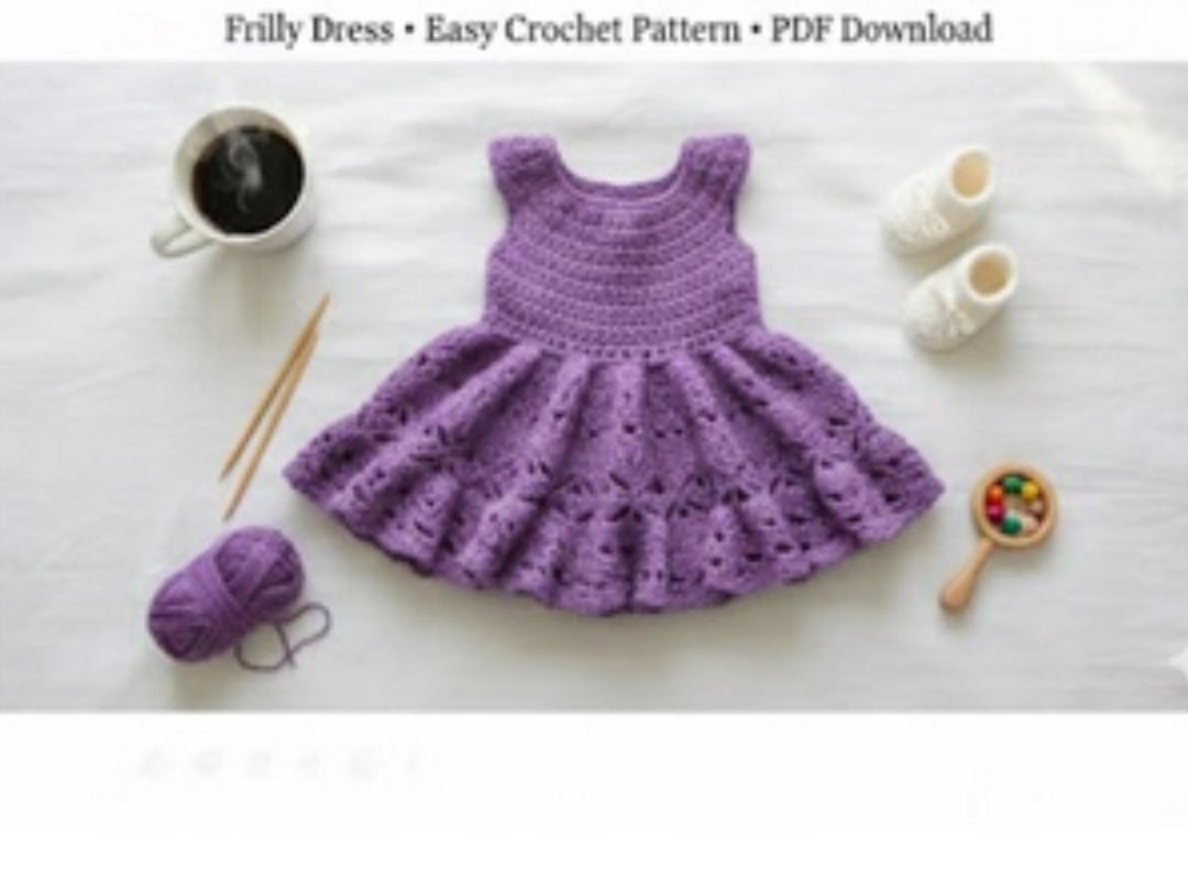 EASY Baby Crochet Pattern PDF Frilled Dress Ruffled Dress Yoke Party ...