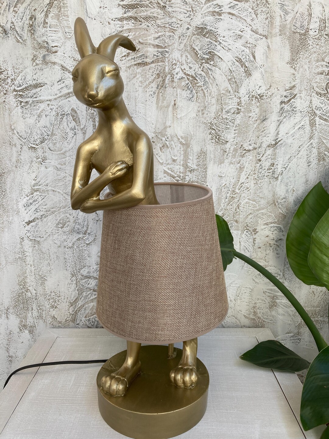 Handmade Gold Rabbit Table Lamp, Animal Sculpture Lighting, Unique Home ...