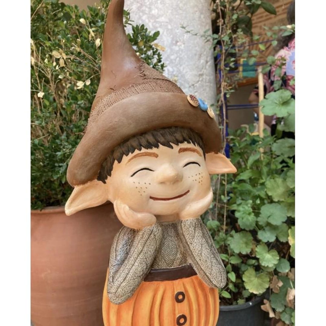 Hand-painted Smiling Elf Boy Figurine, Garden Decor, 22x57cm - Etsy