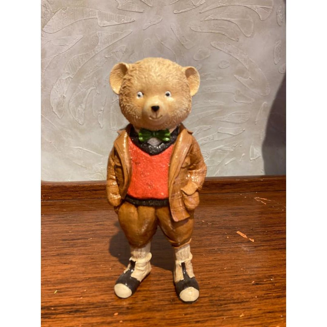 Hand-painted Vintage Style Teddy Bear Figurine, Polyester Decor (7x16 ...