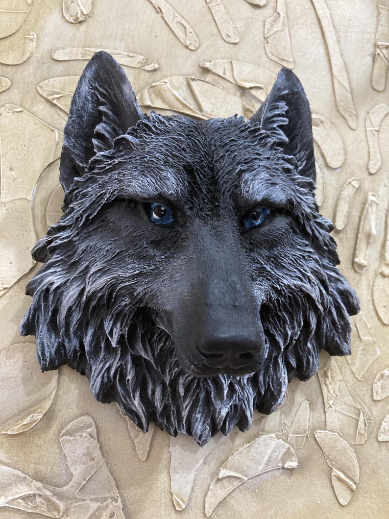 Hand-painted Wolf Head Wall Sculpture, Rustic Cabin Decor - Etsy