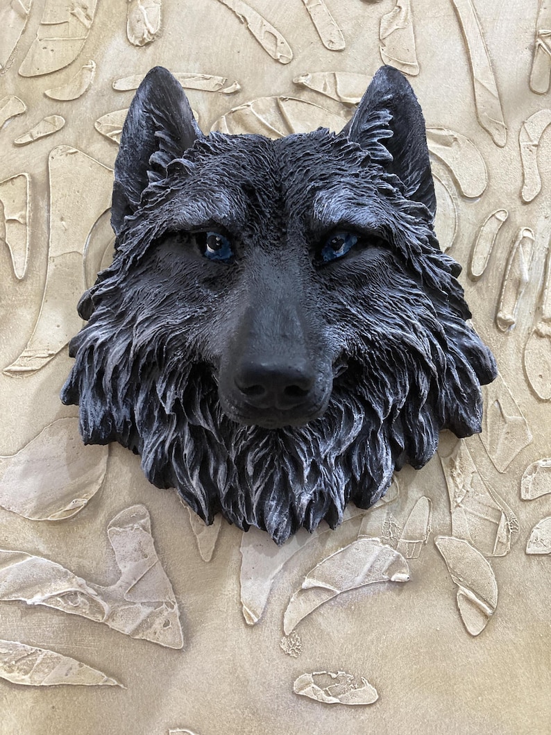 Hand-painted Wolf Head Wall Sculpture, Rustic Cabin Decor - Etsy
