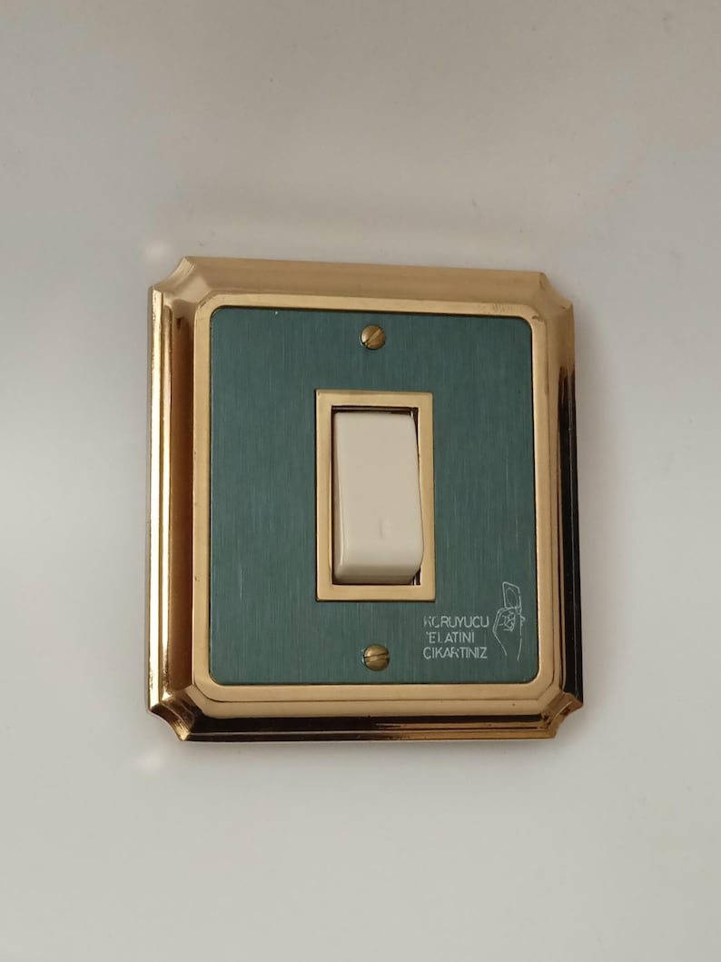 Decorative Single Rocker Light Switch | Emerald Green & Brass Wall ...