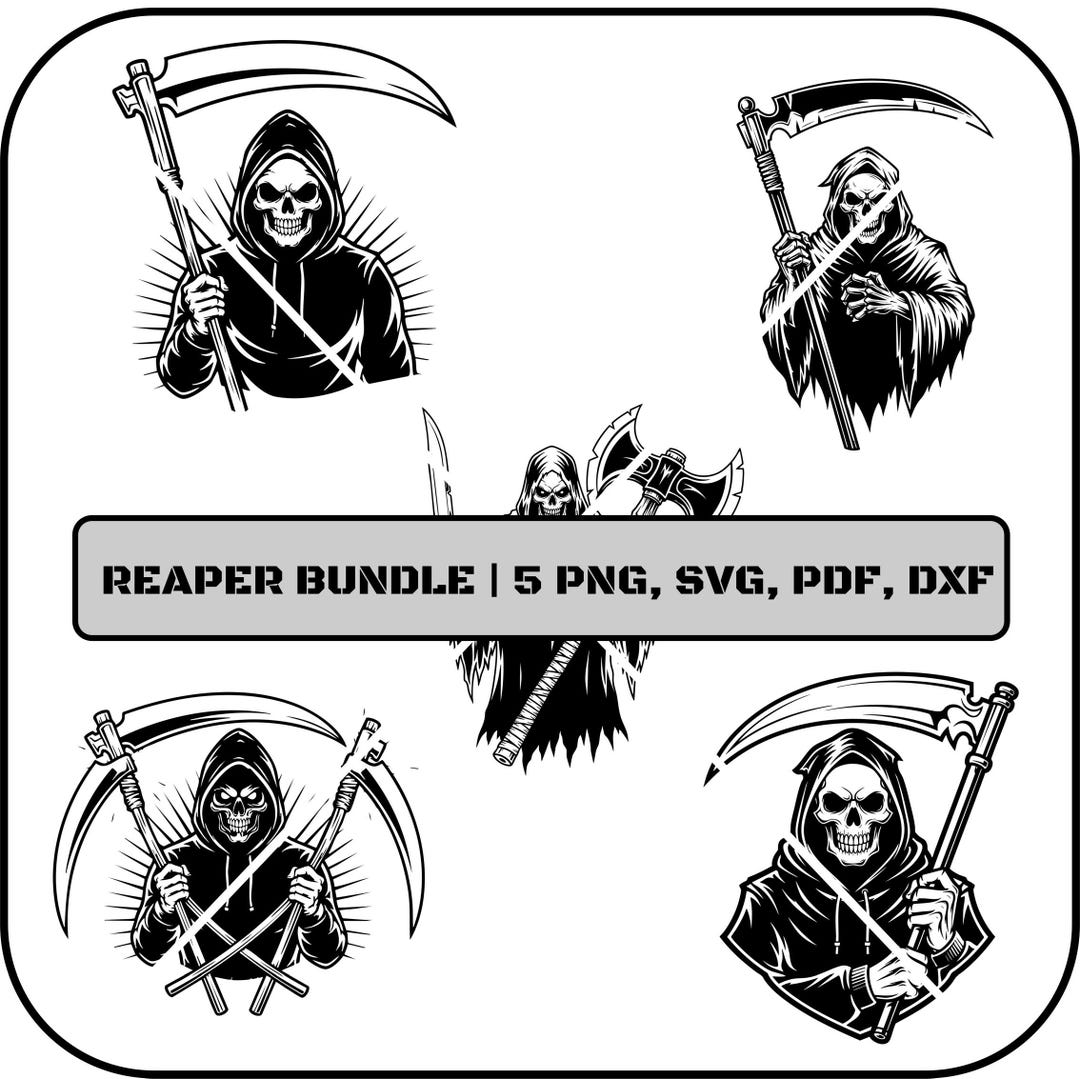 Reaper SVG, Grim Reaper Bundle, Scythe SVG, Death Design Bundle, Reaper ...