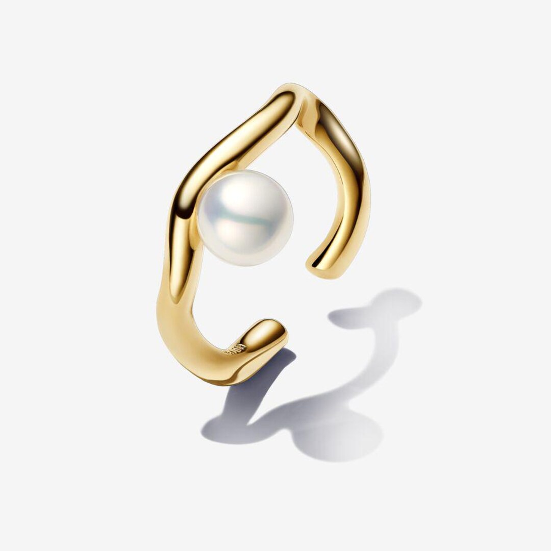 Pandora Organically Shaped Circle and Cultured Pearl Ear Cuff A Pair - Etsy