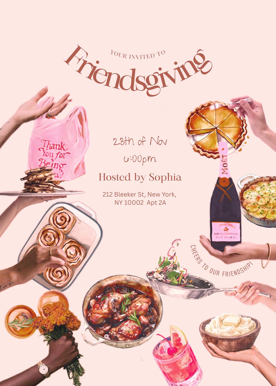 Friendsgiving Invitation: Canva Digital Template | Thanksgiving ...