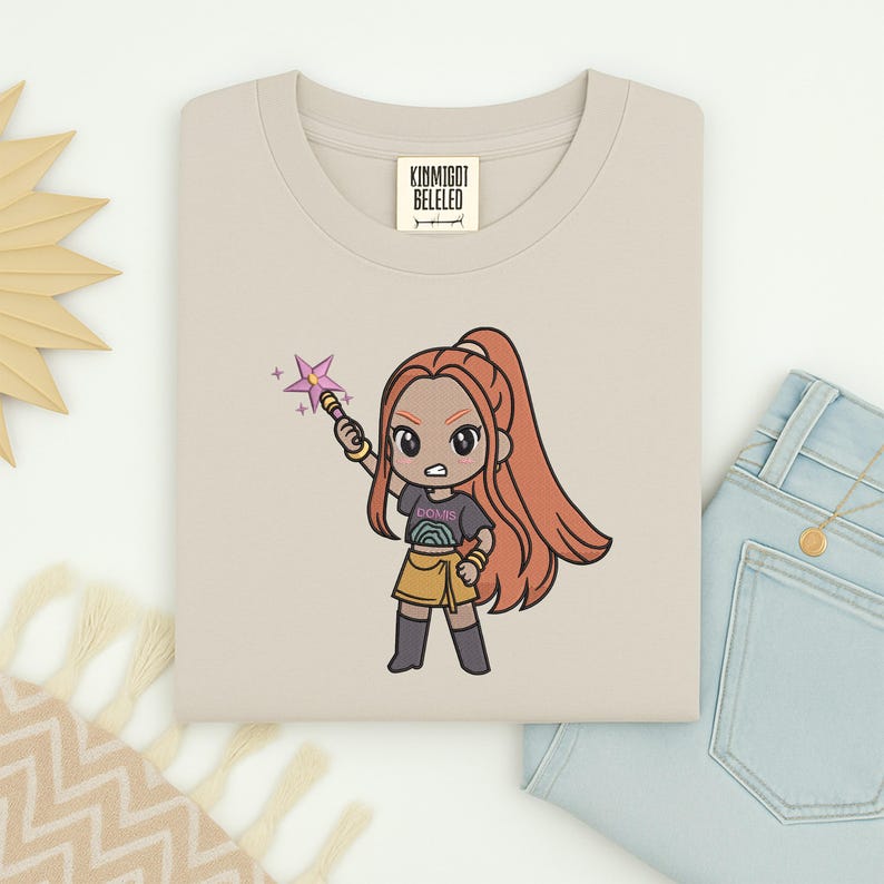 Huntrix Squad Embroidery Design, Kpop Demon Hunters Chibi Girl Team ...