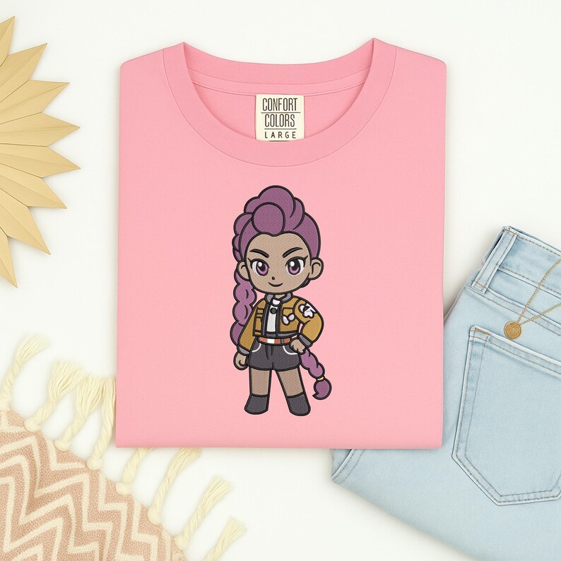 Huntrix Squad Embroidery Design, Kpop Demon Hunters Chibi Girl Team ...