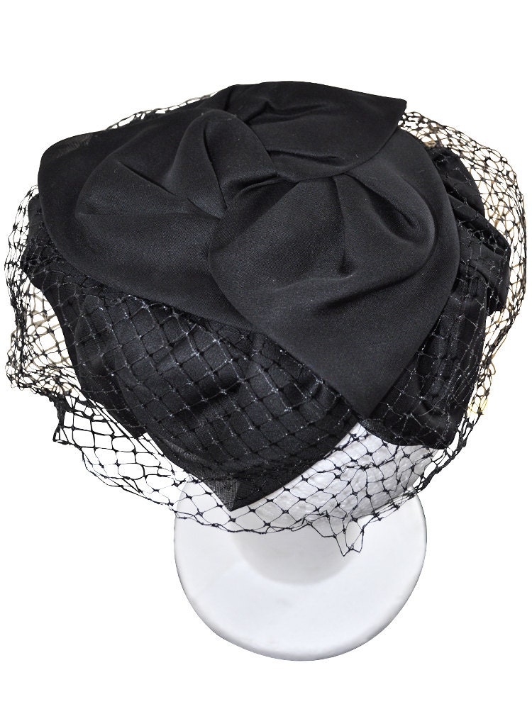 Glamorous Black Hat With Facial Meshing - Etsy