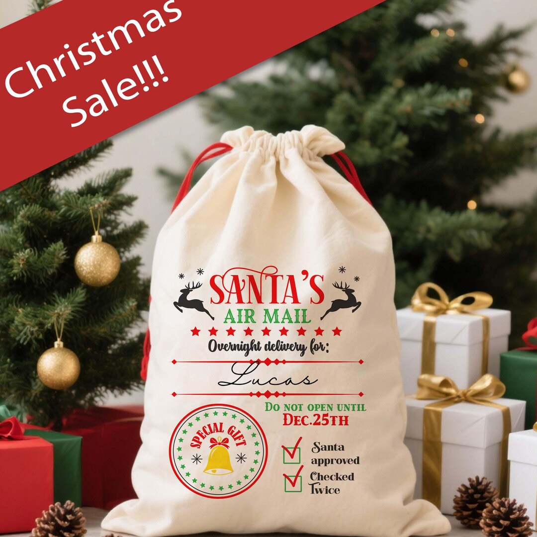 Santa’s Air Mail Sack – Personalized Christmas Gift Bag With Overnight ...