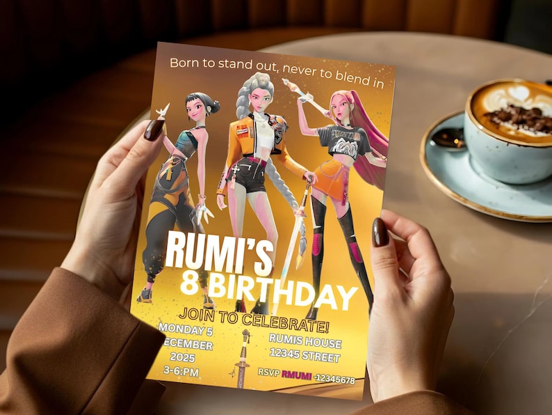 Editable Kpop Demon Hunters Birthday Invitation|kpop Birthday Invite ...