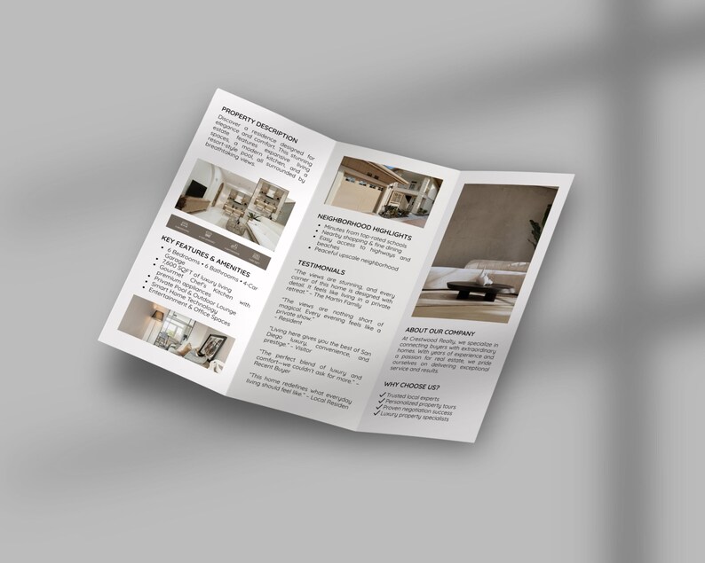 Real Estate Trifold Brochure | Property Marketing | Luxury Real Estate ...