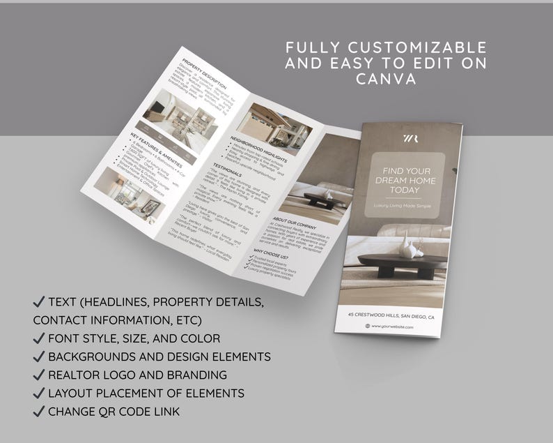 Real Estate Trifold Brochure | Property Marketing | Luxury Real Estate ...
