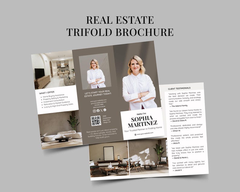 Luxury Real Estate Trifold Brochure | Modern Agent Introduction ...