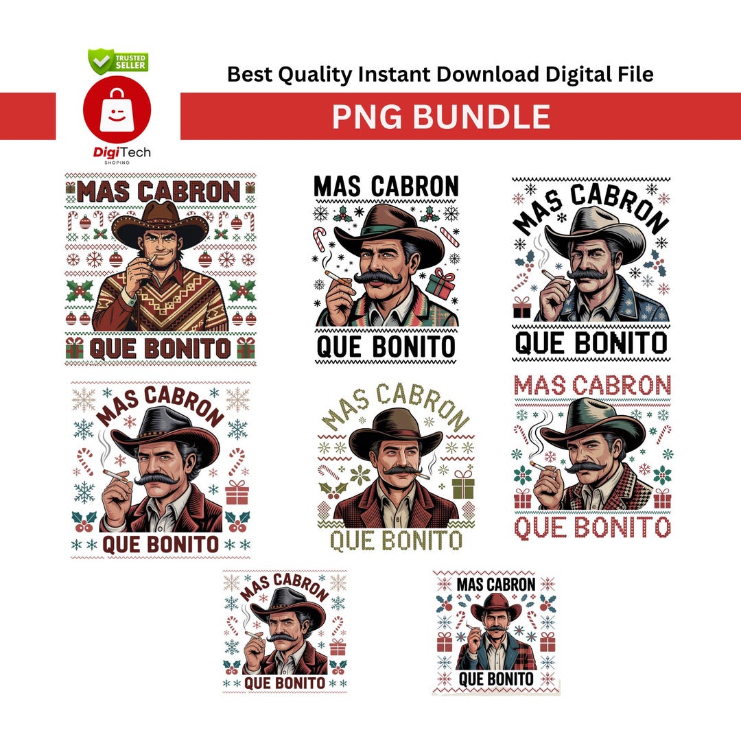 Mas Cabron Que Bonito PNG Bundle | Funny Spanish Christmas Cowboy ...