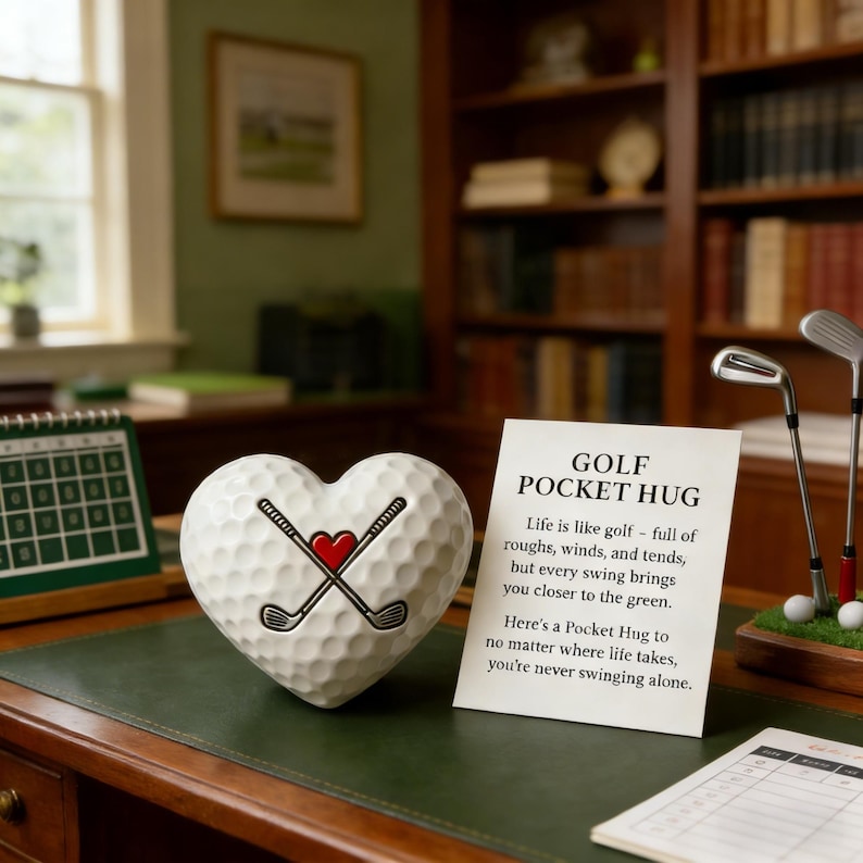 Golf Pocket Hug, Heart Golf Ball Marker With Card - Etsy