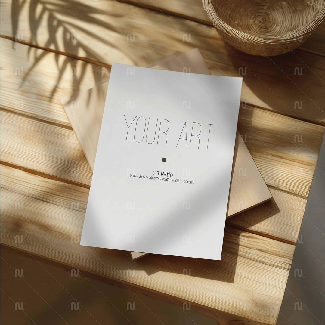 2x3 Ratio Flat Lay Poster Mockup on Table Scandinavian Style (PSD Smart ...