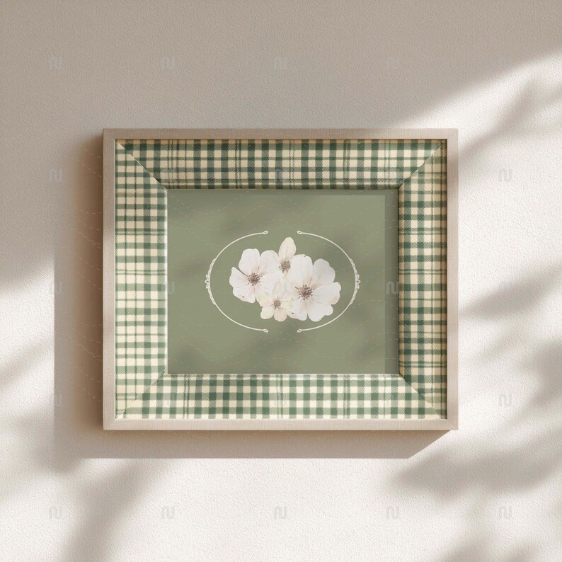 5x4 Ratio Checkered Green Frame Mockup: Nursery, Christmas Decor (PSD ...