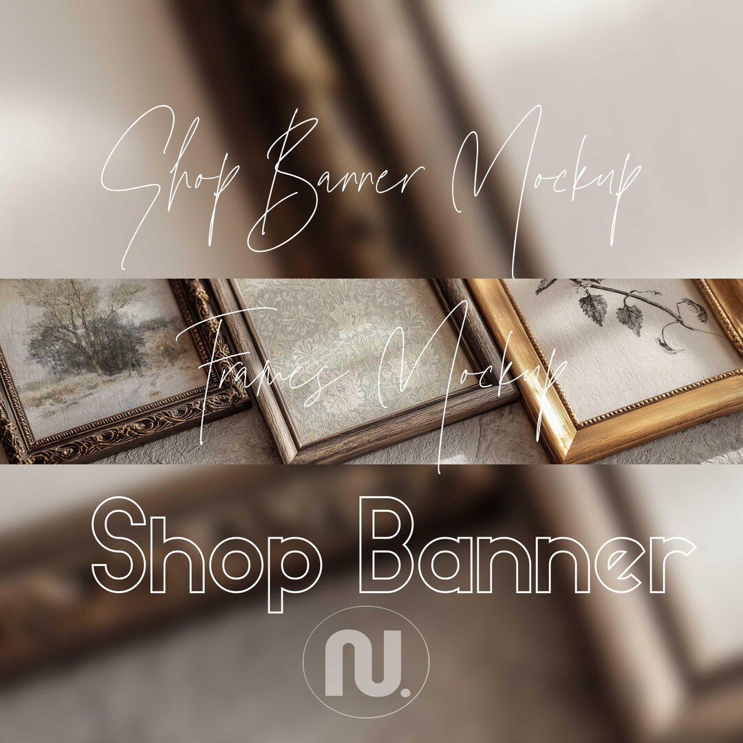 Etsy Shop Banner Vintage Mockup 8000x2000px: 4x5 Ratio Wall Art Frames ...