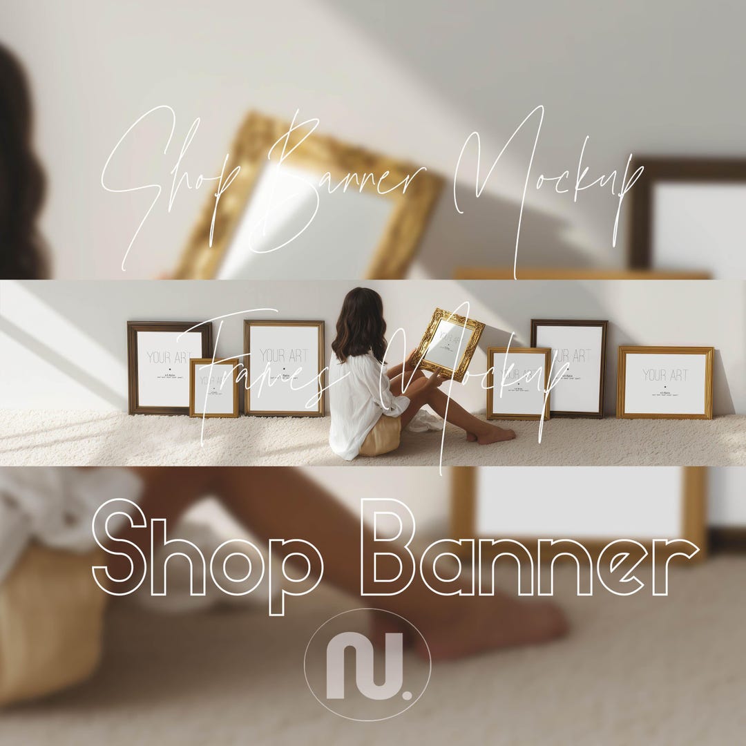 Etsy Shop Banner Mockup 8000x2000px: 4x5 Ratio Wall Art Frames (smart ...