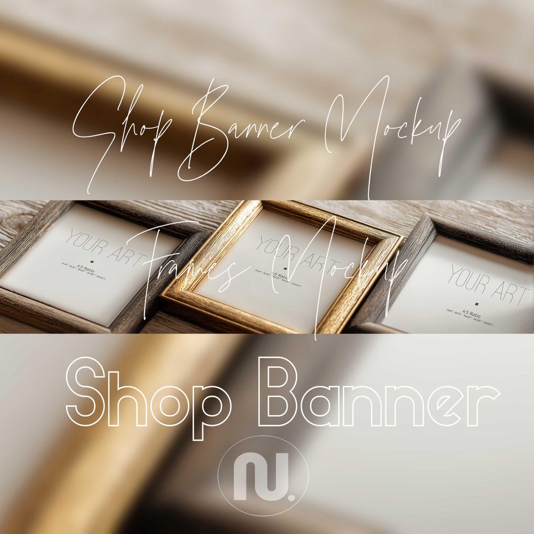 Etsy Shop Vintage Banner Mockup 8000x2000px: 4x5 Ratio Rustic Art ...