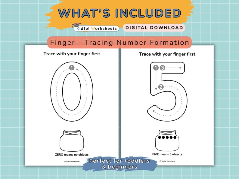 Trace Numbers 0-20 Worksheets, Zero to Twenty Preschool & Kindergarten ...