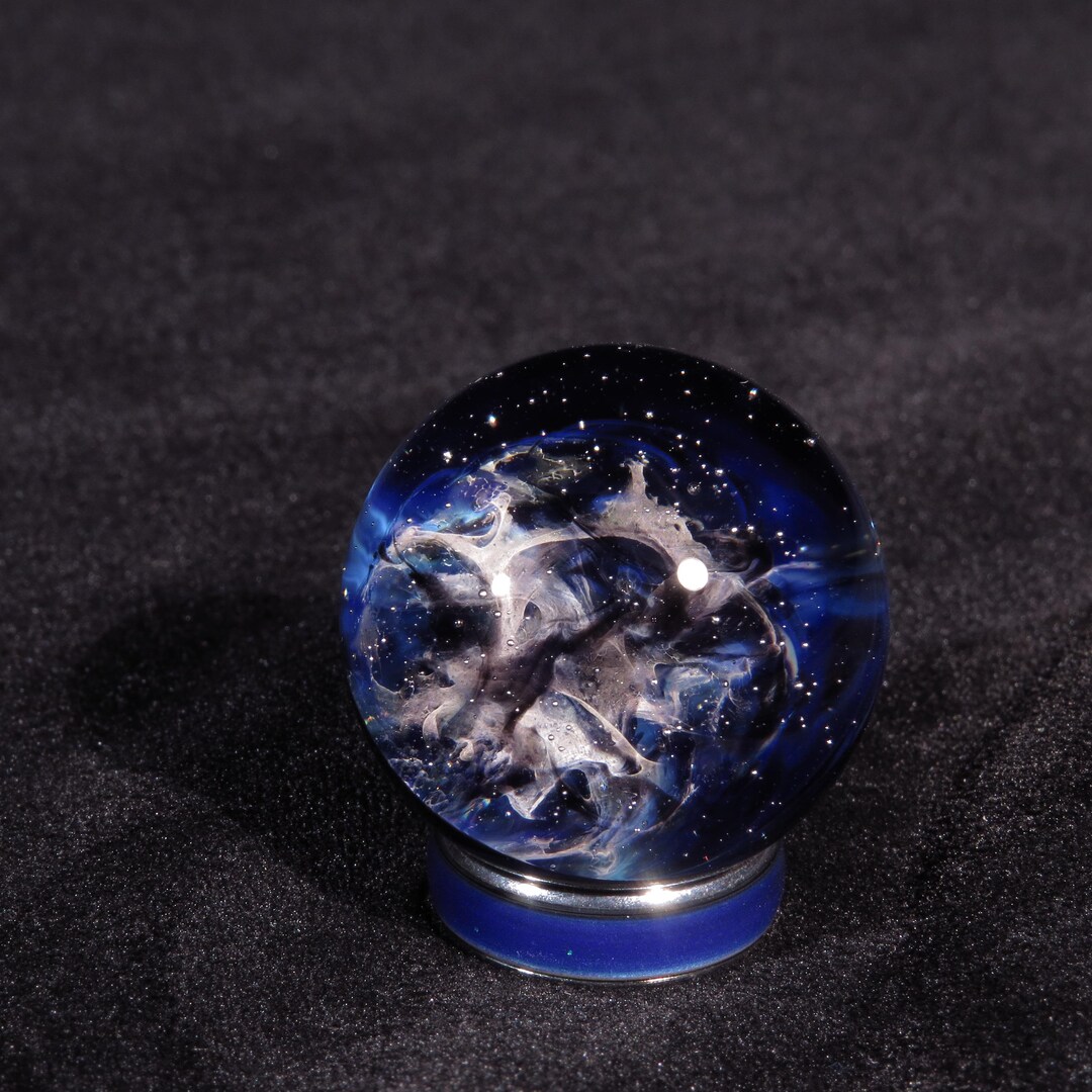 Black White Nebula Space Glass Marble - Etsy