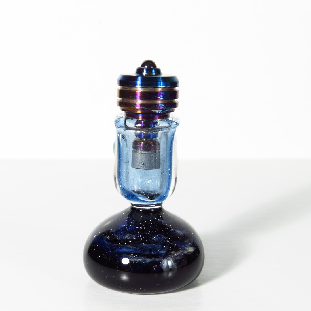 Titanium Spinning Top With Spiral Galaxy Glass Stand #3 "honey Dipper ...