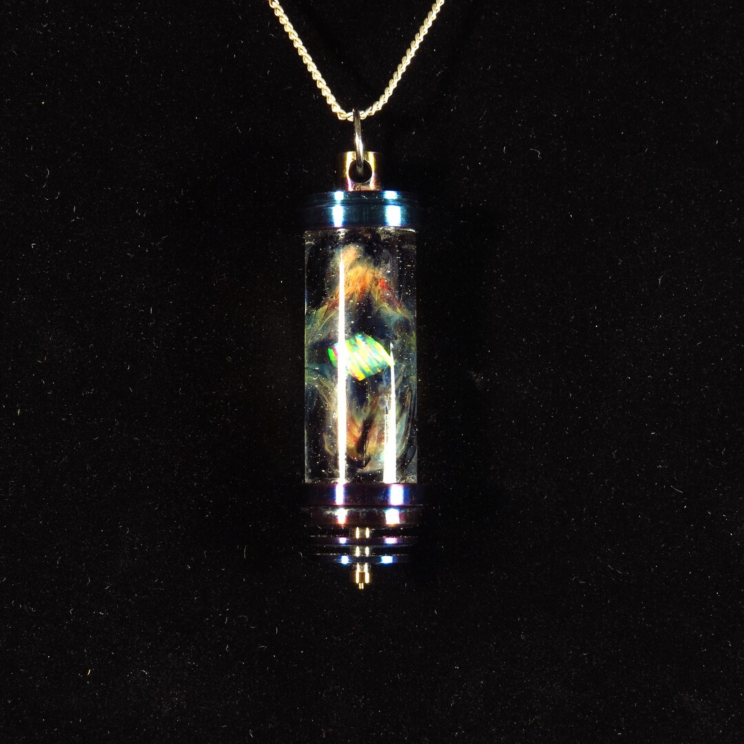 Titanium Tesseract Capsule With Opal Cube and Nebulous Space Glass - Etsy