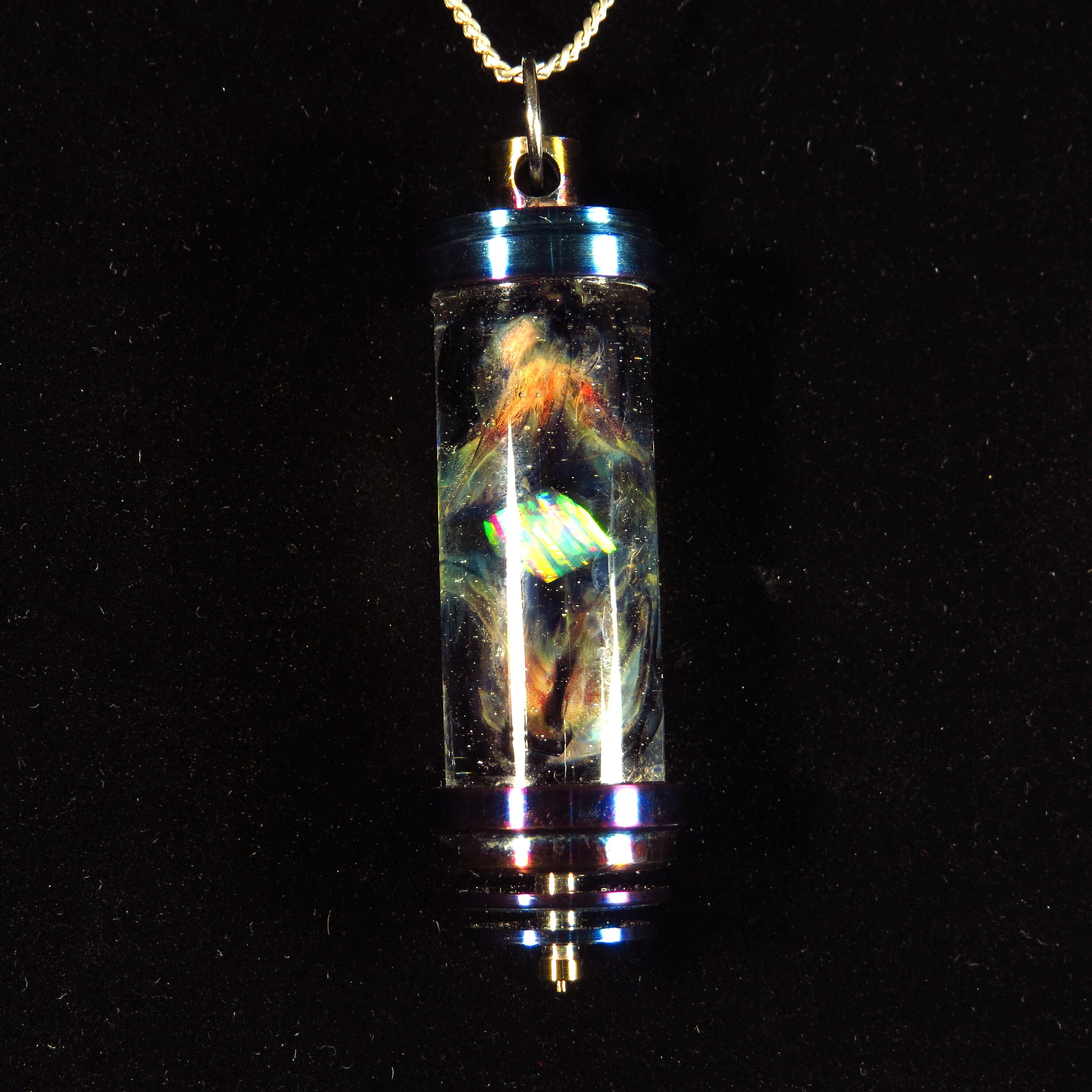Titanium Tesseract Capsule With Opal Cube and Nebulous Space Glass - Etsy
