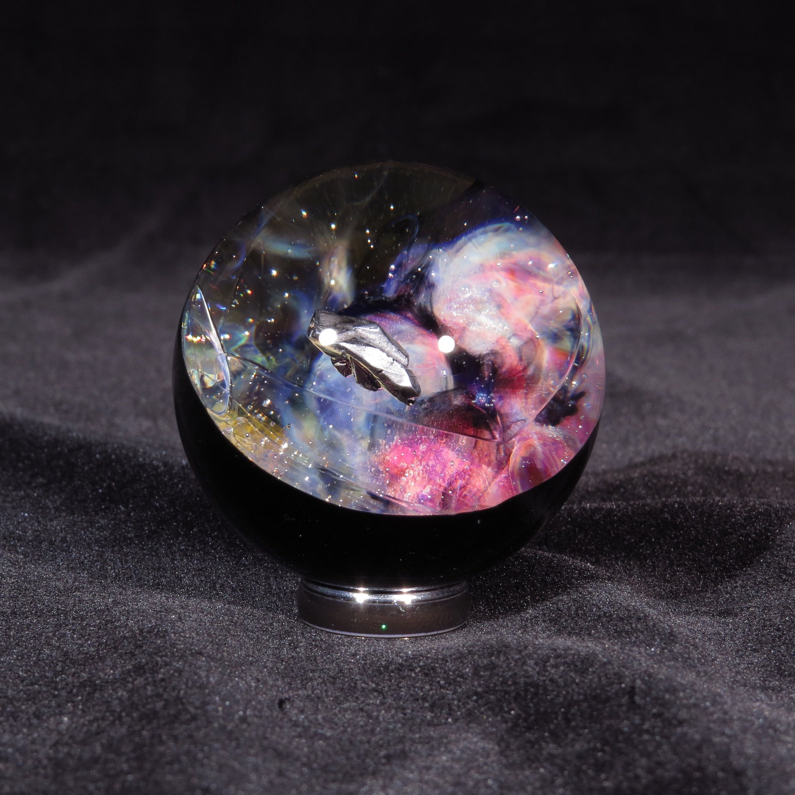 Wanderer One and Rainbow Nebula Space Glass Marble and Hand Carved ...