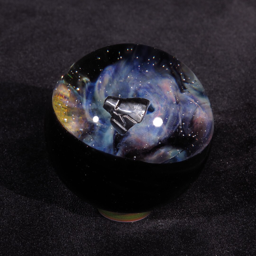 Astral Beetle Over Nebula Space Glass Marble With Hand Carved Spaceship ...