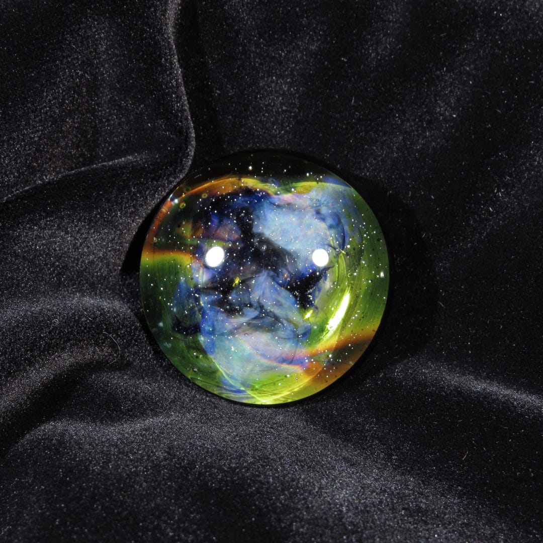 Pocket Stone Blue Smoke Space Glass Pocket Marble EDC - Etsy