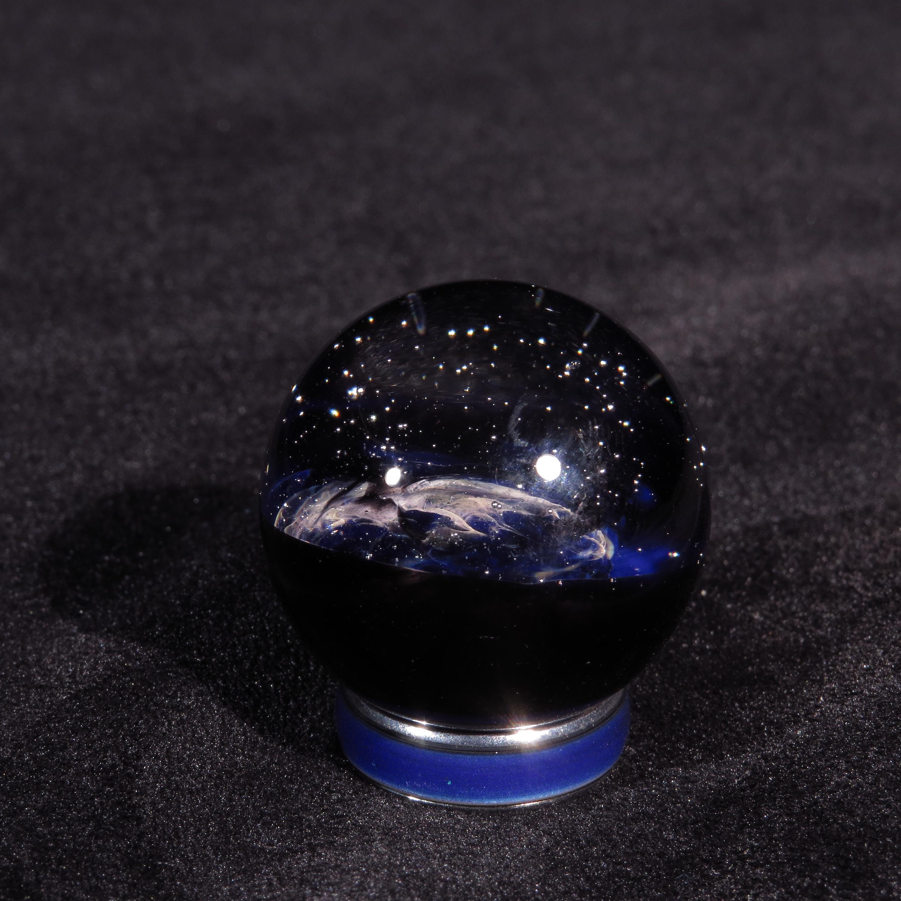 Black White Nebula Space Glass Marble - Etsy