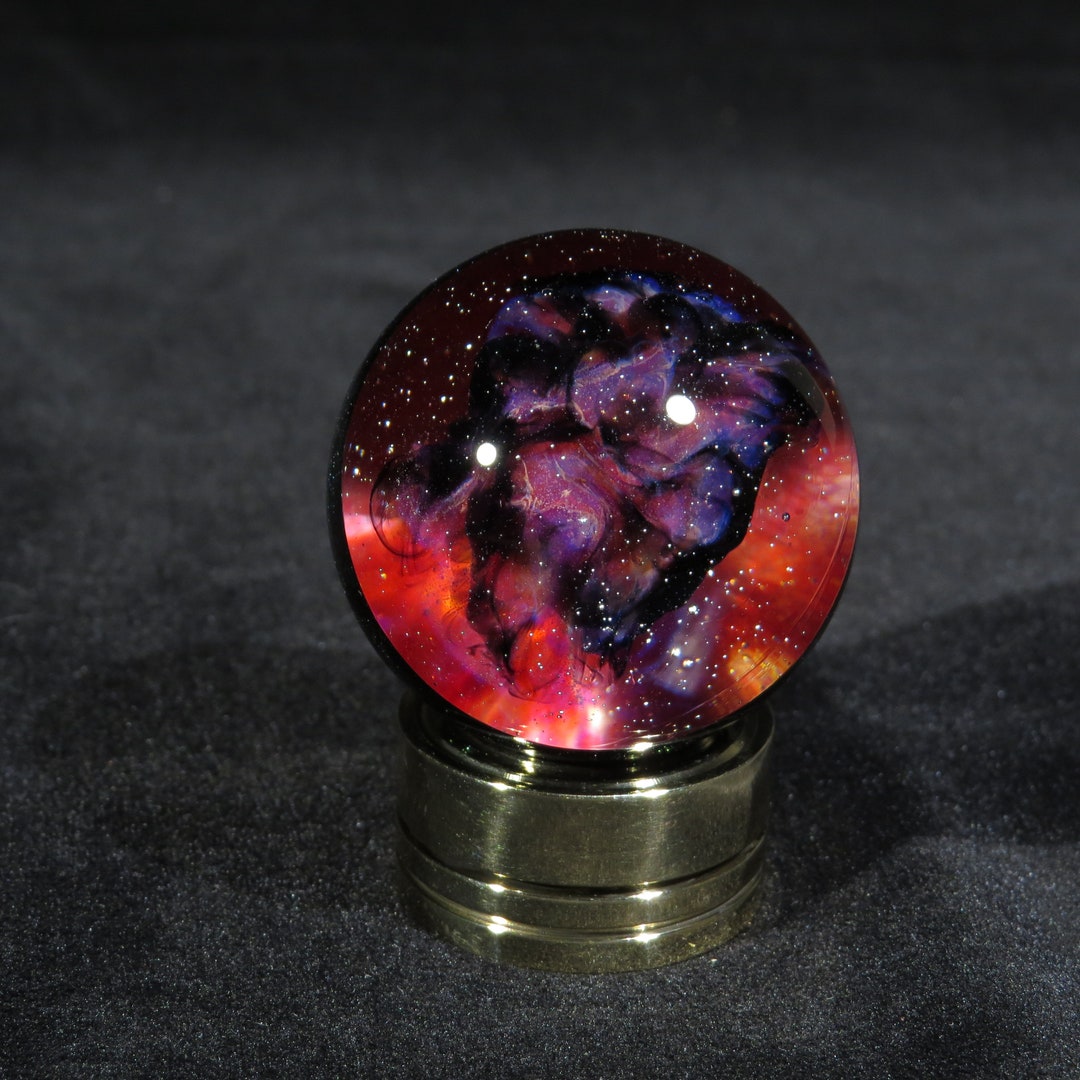 Inside a Nebula Glass Marble With Brass Stand - Etsy