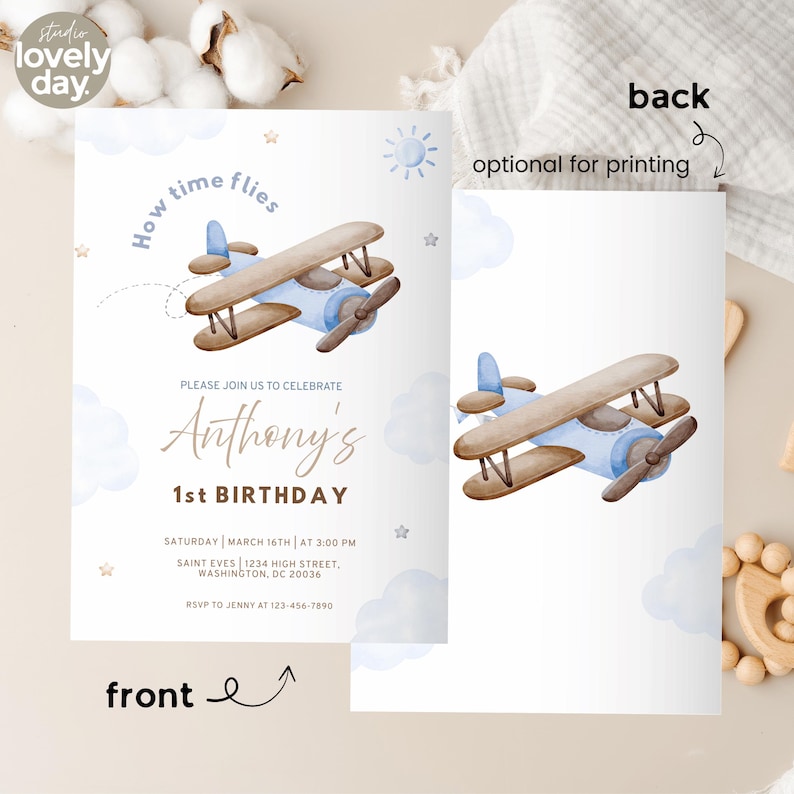 Airplane Birthday Invitation Airplane Pilot Birthday Invitation Plane ...
