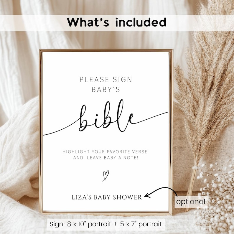 Baby's Bible Sign Template Please Sign Baby's Bible Sign Bible Guest ...