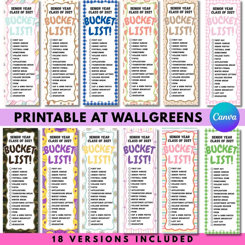Editable Senior Year Bucket List Banner, Class of 2027 Graduation ...