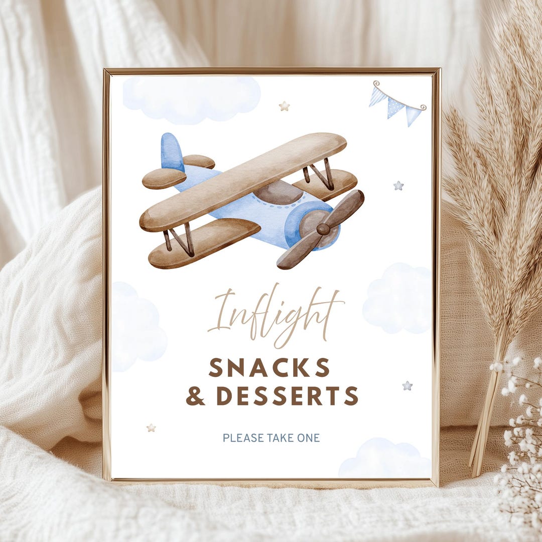 Airplane 1st Birthday Table Sign Snacks Desserts Plane Birthday Table ...