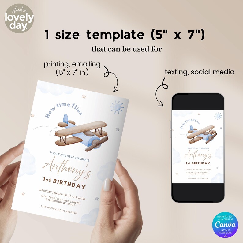 Airplane Birthday Invitation Airplane Pilot Birthday Invitation Plane ...