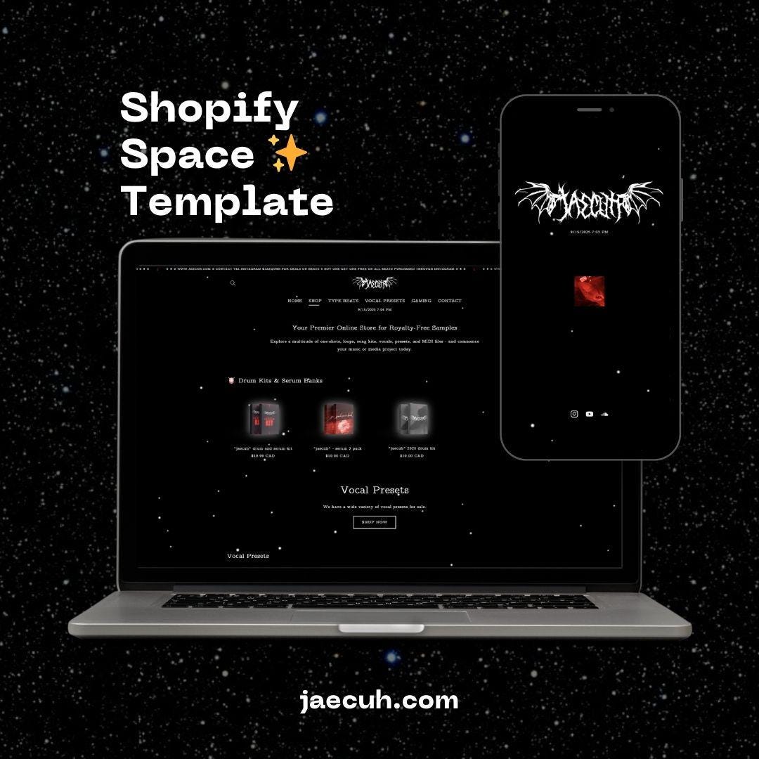 Dark Space Theme for Shopify Digital Store // Shopify Template - Etsy